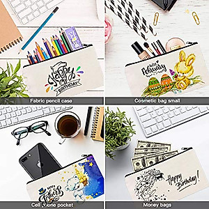 Katieyca 10 PCS Canvas Zipper Pouch, Blank DIY Craft Pen Bag, Multi-purpose Cosmetic Bag to Store Personal Belongings for Travel and Work (Beige, 8.3"x4.7")