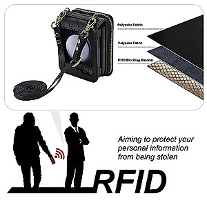 KIHUWEY for Samsung Galaxy Z Flip 5 Wallet Case, Crossbody Zipper Purse with Credit Card Slot Holder RFID Blocking PU Leather Adjustable Lanyard Detachable Strap Wrist for Women (Black)