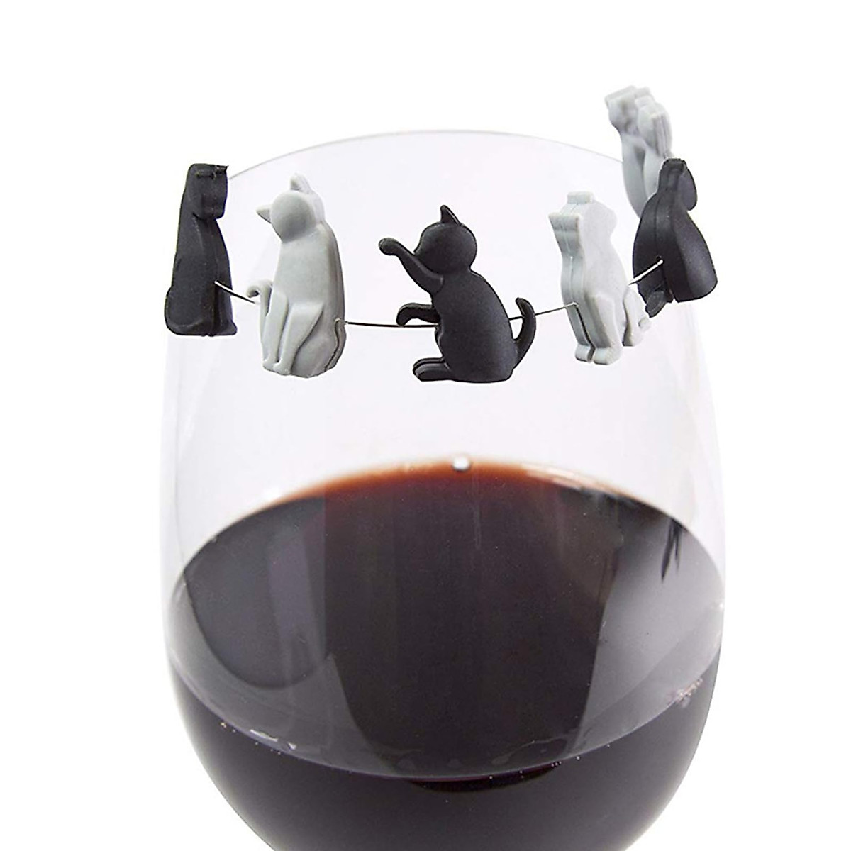 Libcflcc Heat-Resistant Silicone Tea Bag Clips Set of 6 Cartoon Cat-Shaped Reusable Holders for Bags Drink Markers Food 6pcs