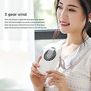 Mini Waist Clip on Fan,Waist Cooling Fan,Portable hands-free necklace and wrist fan with 15H Working Time, 3 Speeds Mode, and USB Rechargeable Battery Operated,for Home Office Outdoor Travel,（White）