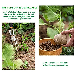 Baxrou 120 Packs 3.15 Inch Peat Pots Plant Starters for Seedling, Biodegradable Herb Seed Starter Pots Kits, Seedling Pots, Garden Germination Nursery Pot wit 30 Plant Labels, 2 Transplant Tools.