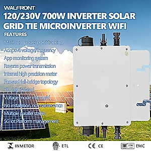 700W Micro Inverter Solar Grid Tie Microinverter IP65 WiFi Control Self Cooling 120/230V Automatic Identification Power Inverters