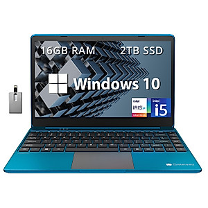Gateway Ultra Slim Laptop, 14.1" IPS FHD Display, Intel i5-1135G7, 16GB RAM, 2TB SSD, Intel Iris Xe Graphics, 1.0 MP Camera, Fingerprint Scanner, Bluetooth, Blue, Win 10, 32GB Hotface USB Card