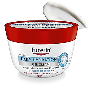 Eucerin Daily Hydration Gel Cream, Fragrance Free Body Moisturizer for Dry Skin, Enriched With Provitamin B5 and Sunflower Oil, 12 Oz Jar
