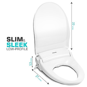 PHILTRE Toilet Bidet Attachment with Heated Toilet Seat, Warm and Cold Water, Dryer, Hygienic All-Stainless Steel Nozzle, and Full Function Remote Control - Save Toilet Paper and Prevent Toilet Clog