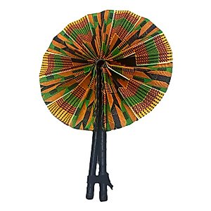 Shophaven African Kente Hand Fan 1, African Ankara Print Fan, Ankara Handheld Fan, Afrocentric Foldable Fan, African Kente Print Fan