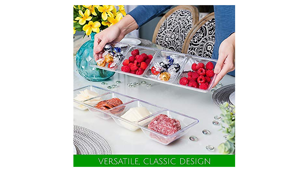 Plasticpro 4 Section Tray for Elegant Events - Pack of 2