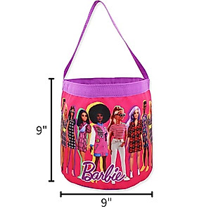 Barbie Collapsible Nylon Basket Bucket Tote Bag (One Size, Pink)