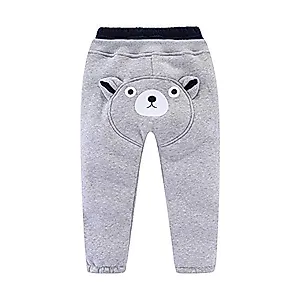 Mud Kingdom Baby Boys Joggers Winter Cute Bear Fleece 18-24 Months Gray