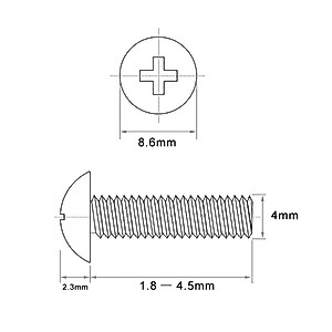 4mm Metric Knobs Screws,Sinyiol 100Pcs M4 x 16mm,18mm,22mm,25mm,30mm,35mm,40mm,45mm Phillips Truss Head Machine Screws Bolts with Washers for Cabinet Drawer Pull Handle (Mixed Pack 16-45mm, 100Pcs)