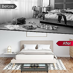 Yecaye Under Bed Storage with Wheels, 2Pack Under Bed Storage Containers, Under Bed Shoe Storage Organizer, Rolling Under Bed Metal Drawer for Clothes, Blankets(30.71 x 16.93 x 6.69 in)