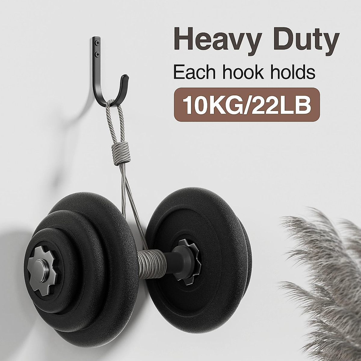 Josmimic Wall Hooks for Hanging Towel/Coat - 22LB Screw in Metal Hanger Wall Mount, for Outdoor, Closet, Door, Bathrooms, for Backpack, Robe, Black 5 Pack