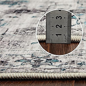 IMINROME Boho Area Rug 5x7 Machine Washable Foldable Thin Rug Oriental Floral Rugs for Living Room Retro Bohemian Distressed Rug for Bedroom Home Office Non-Slip Tribal Floor Cover