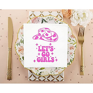Lets Go Girls Napkins, Bachelorette Party Decorations,Western Cowgirl Bridal Shower, Birthday Party Last Rodeo Decorations Napkins (5 x 5 In, 50-Pack)