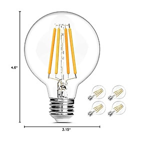 【Upgraded】 Dimmable G25 LED Globe Light Bulbs, Edison Light Bulbs 100W Equivalent, 1200 Lumens, 10W E26 Base Vanity Light Bulb with Warm White 2700K for Home Reading Room Bathroom Pendant, 4-Pack