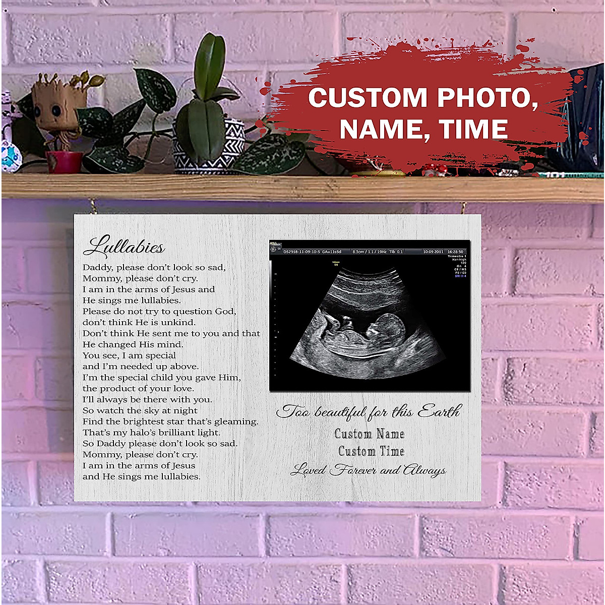 Naughty Puppy Baby Memorial Canvas| Too Beautiful For This Earth Wall Art| Personalized Keepsake Gift Loss of Stillborn Infant Miscarriage| In Loving Memory JC453 (10x8 inch)