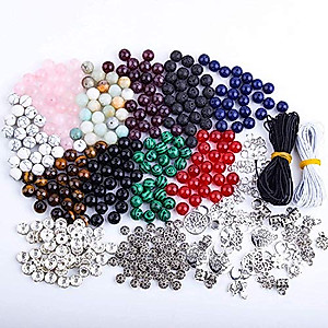 Fishdown 418 pcs 8mm Crystal Beads for Jewelry Making, Natural Stone Healing Beads for Bracelets, Gemstone Beading & Jewelry Necklace Making DIY Kit