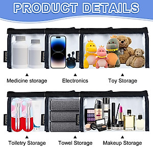 VEXTROFORT Small Makeup Pouches for Purse, Mini Clear Zipper Bag, 5 Pieces Waterproof Travel Organizer for Women Girls Waterproof (Black, Gray, Rose Red, Blue, Yellow)