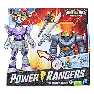 Power Rangers Dino Fury Battle Attackers 2-Pack Void Knight vs. Snageye Martial Arts Kicking Action Figure Toys Inspired by TV Ages 4 and Up
