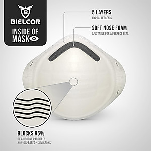 BIELCOR B200 N95 Particulate Respirator, 95% Filtration Breathing Face Masks Disposable (20 Pack), CDC | NIOSH Certified