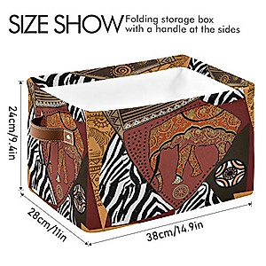 ALAZA Foldable Storage Bins, African Elephant EthnicStorage Boxes Closet Shelf Organizer for Bedroom Nursery Closet Toys Books