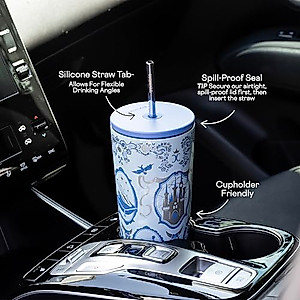 Corkcicle x Disney Princess Cinderella Cold Cup Insulated Tumbler with Lid and Straw, 24 oz – Reusable Water Bottle Keeps Beverages Cold 12hrs, Hot 5hrs – Cupholder Friendly, Lid for Flexible Sipping