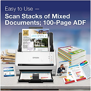 Epson DS-770 II Color Duplex Document Scanner for PC and Mac, with 100-page Auto Document Feeder (ADF), Twain and ISIS Drivers