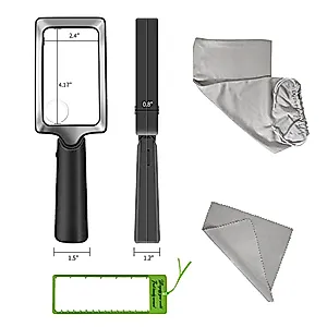 Magnifying Glass with Light, 4X 10X Black Magnifier with 20 Anti-Glare and Dimmable LED Lights Provides Evenly-Lit Viewing Area for Low Vision Seniors