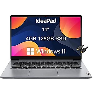 Lenovo Ideapad 1 1i 14" HD Home & Business Laptop (Intel Dual-Core Celeron N4020, 4GB DDR4 RAM, 128GB SSD) UHD Graphics, Anti-Glare, Wi-Fi 6, Webcam, Type-C, IST HDMI, Win 11 Home in S - 2023 Model