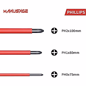 Manusage 1000V Insulated Electrician Screwdriver Set, 8-Pieces CR-V Magnetic Phillips Slotted Screwdriver Compatible with Tesla model 3 model y Cybertruck Charging stations