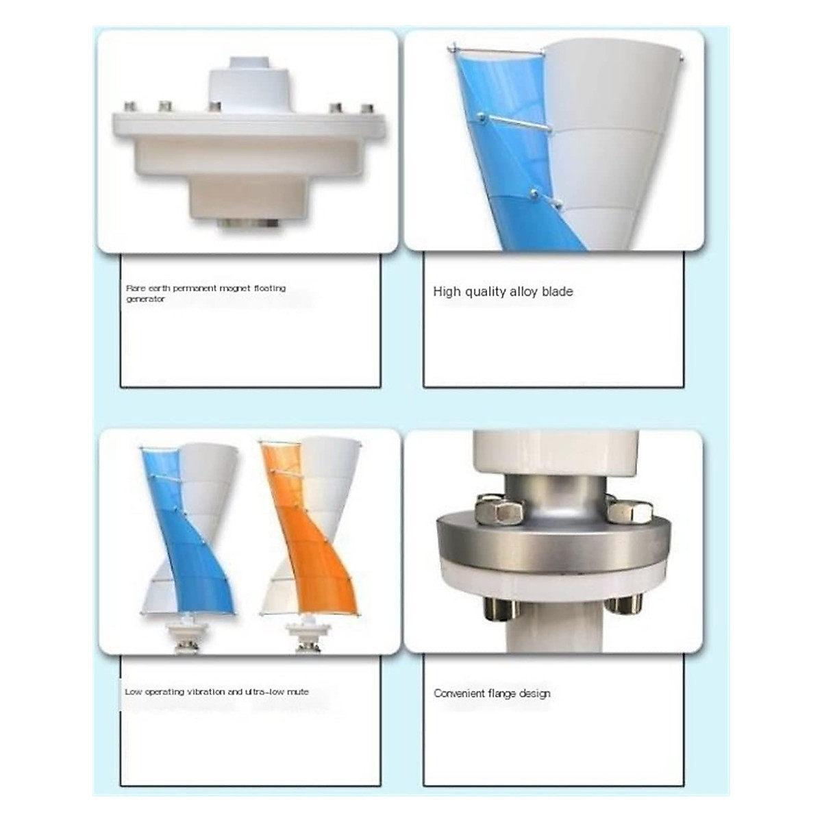 YAZURI 12000W Wind Turbine, 110V/220V Vertical Spiral Wind Turbine, maglev Wind Turbine, can Meet The Daily use (12V 24V 48V 36V Optional) (Size : 48V)