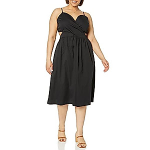 The Drop Women's Makenna Strappy Cross Front Smocked Back Midi Dress, Black, M