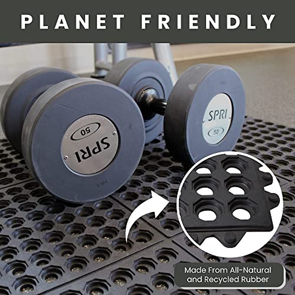 Envelor Interlocking Rubber Floor Mat for Restaurant Kitchen Floor Anti Fatigue Bar Door Mat Non-Slip Indoor Outdoor Shower Pool Drainage, Durable Garage Flooring 36 x 36 Inch