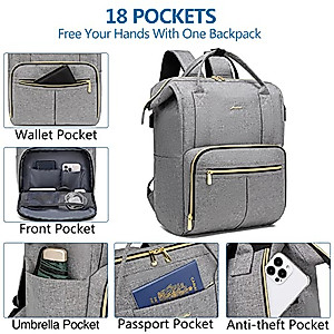 Focdod Laptop Backpack for Women Travel Backpack Nurse Bags for Work 15.6 Inch Computer Daypack Waterproof Backpack with USB Charger for College Teacher Business