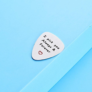 Husband Boyfriend Gifts - Guitar Picks Gifts for For Guitarist Musician, Valentine's Day Gift for Him, Wedding Gift for Men (Style - I Pick You Always And Forever)