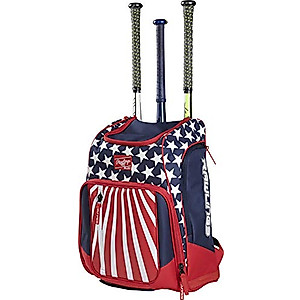 Rawlings | LEGION Backpack Equipment Bag | Baseball & Softball | Red/White/Blue