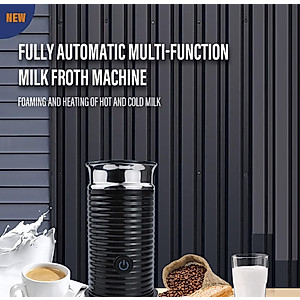 Milk frothing machine，Automatic milk frother，Electric for Hot & Cold Froth, Froth Or Heat Milk，Multifunctional milk frother，Automatic off & Easy Cleaning, Silent Operation (black)