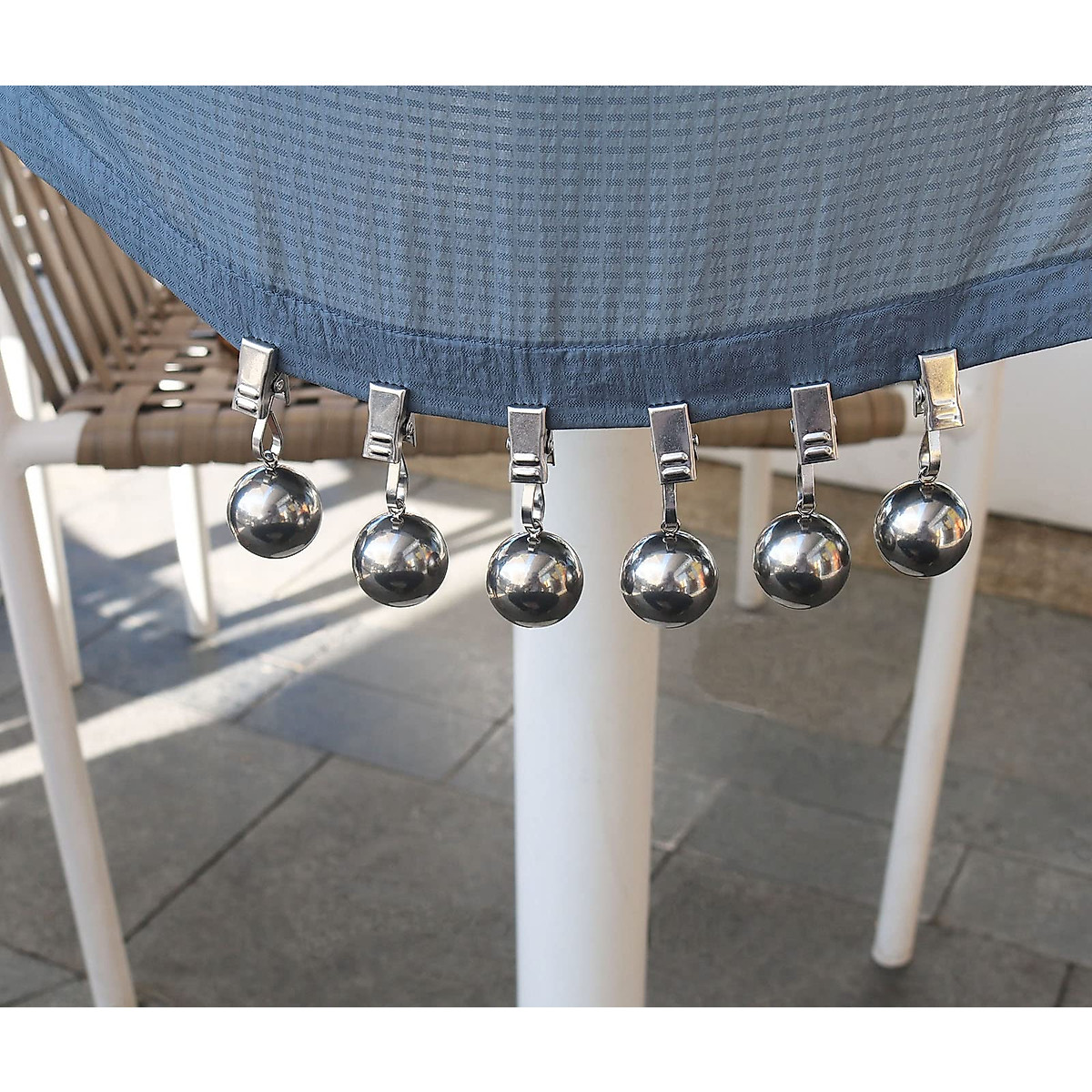 6 Pack Heavy Tablecloth Weights, Stainless Steel Balls with Rust-Resistant Clip, Weights for Curtains, Flags