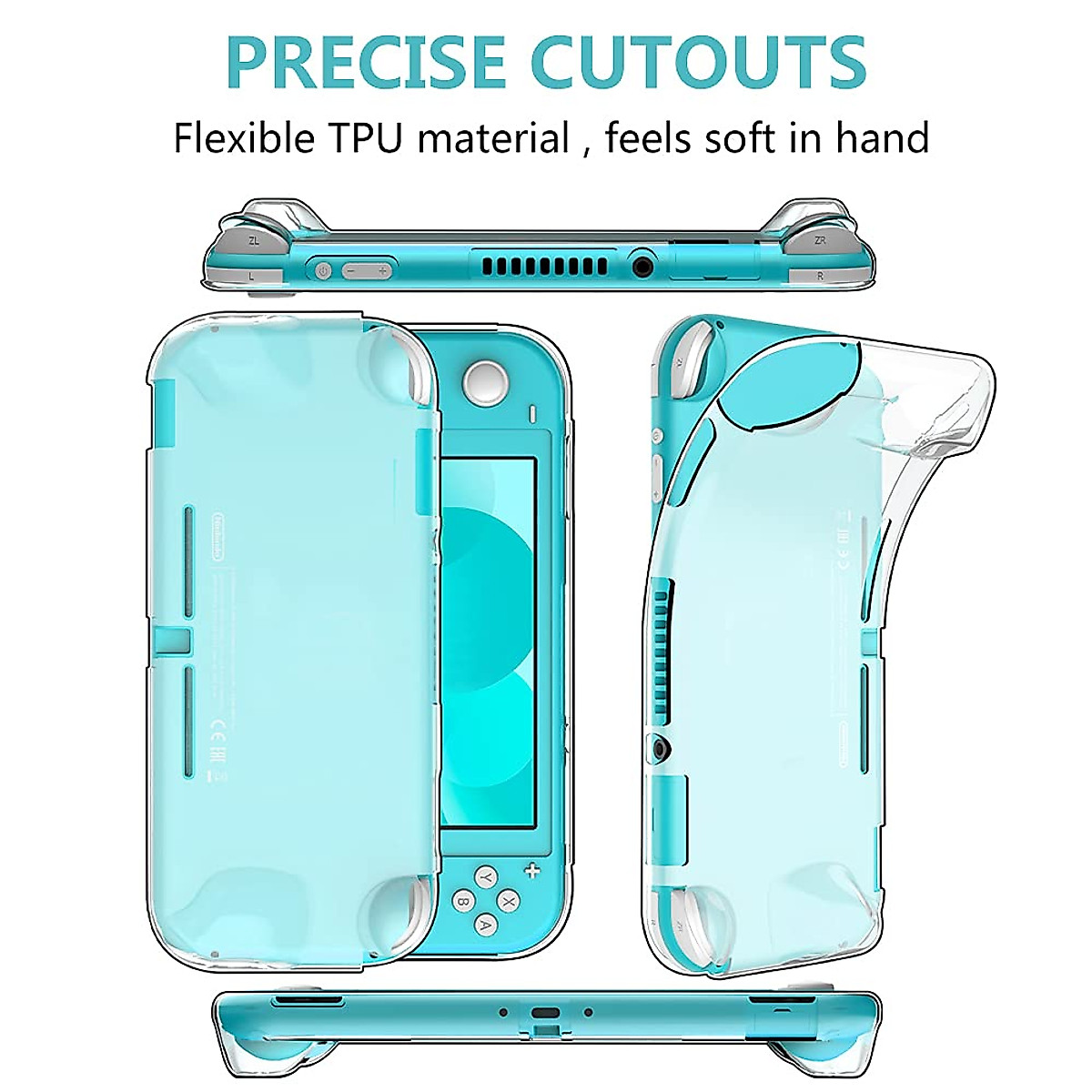GeeRic 8PCS Case Compatible with Switch Lite, Accessories Kit Replacement1 Soft Silicon Case + 2 Screen Protector + 4 Thumb Caps + 1 Storage Carrying Green