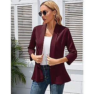 KOJOOIN 3/4 Sleeve Blazers for Women Business Casual Blazers for Work Lightweight Blazers Suit Jackets Grape Purple XL