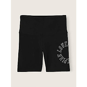 Victoria's Secret Pink 6" Cotton High Waist Biker Shorts, Black, X-Large