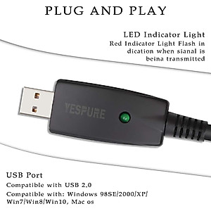 YESPURE USB Microphone Cable,USB Male to XLR Female Mic 3 Pin Link Converter Cable Studio Audio Cable Connector Cords Adapter for Instruments Recording Karaoke Singing or Microphones(10FT/3M)