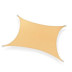 Tafts Rectangle Sun Shade Sail - 8' x 12' - Sand - UV Blocking Canvas Awning Canopy Cover for Outdoor Patio, Deck, Garden, Backyard