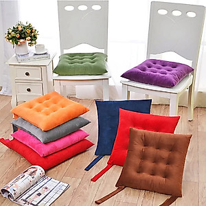 BGHN Home Indoor Chair Pads Warm Velvet Cushions Kitchen Office Seat Cushions Pillows with Ties,Square Meditation Pillow Floor Seat Cushion,Sage,16"*16"