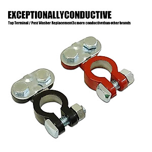 gunhunt 2 PCS Cables Terminal Connectors, Zinc Plated Top Terminal with 2 PCS Washers, Car Cable Terminal Connector, Fit for Marine Car Boat RV Vehicles (Silver)