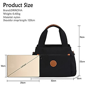 DIRRONA Fashion Women Handbag Canvas Ladies Shoulder Bag Womens Bag Multifunctional Crossbody Bag for Work Travel Casual Daily Nylon Handbags Black B