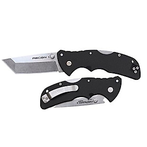 Cold Steel Mini Recon 1 3" AUS10A Tanto Point Blade 4" GFN Handle Folding Knife w/Tri-Ad Lock, Ambidextrous Pocket/Belt Clip