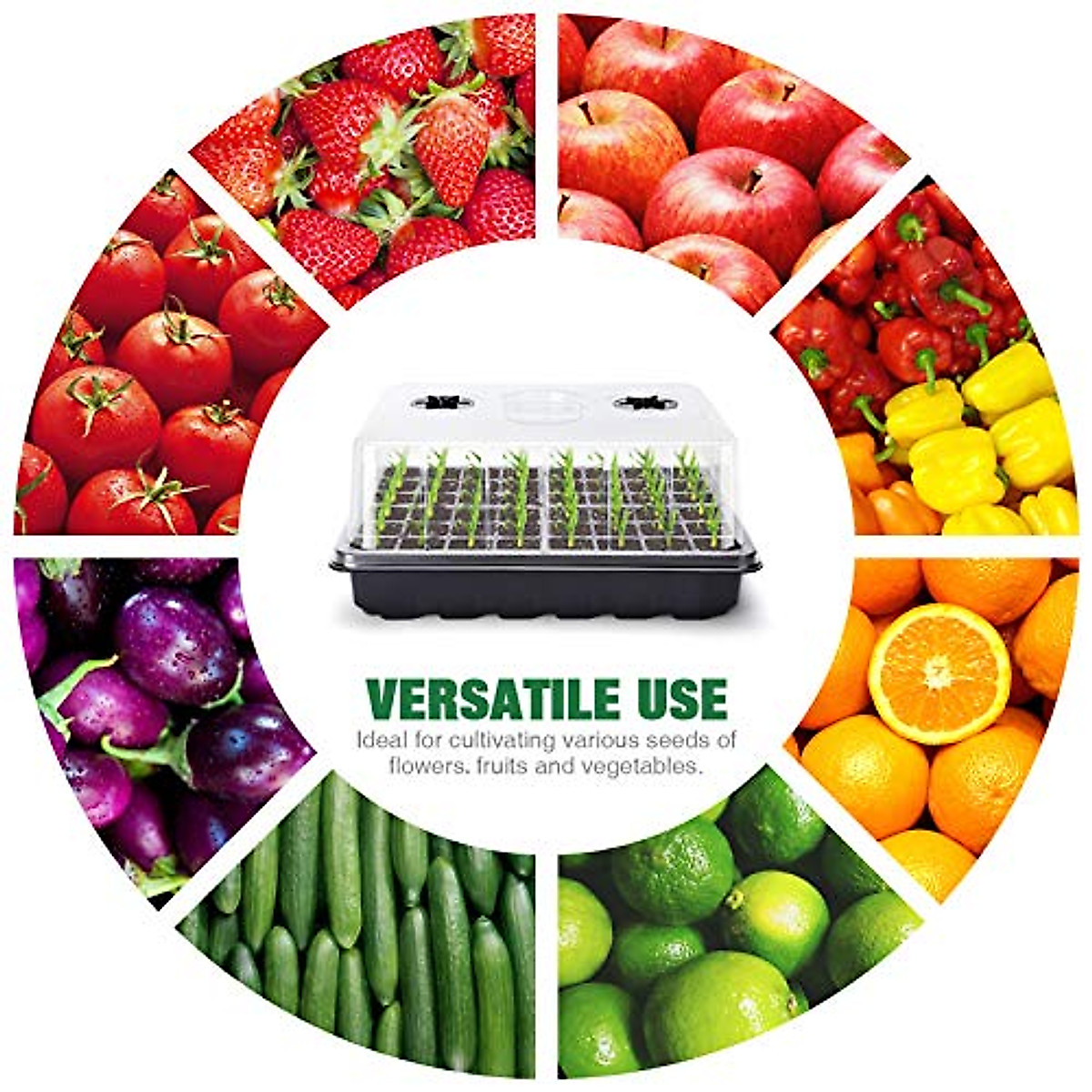 Delxo 3-Pack Seed Starter Tray Seedling Kit Tray (48 Cells per Tray) Humidity Adjustable Plant Germination Kit Garden Seed Starting Tray with Clear Dome and Black Base Plus Plant Tags Hand Tool Kit