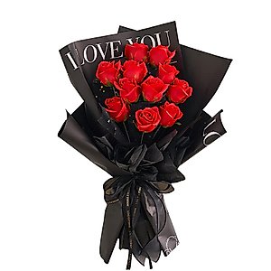 Ibluelover 20 Sheets Flower Wrapping Bouquet Paper Wrapping Black Waterproof Florist Wrap Packaging Gift for Valentine Wedding Graduation