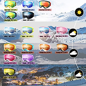 findway Kids Ski Goggles, Kids Snow Snowboard Goggles for Boys Girls Youth OTG